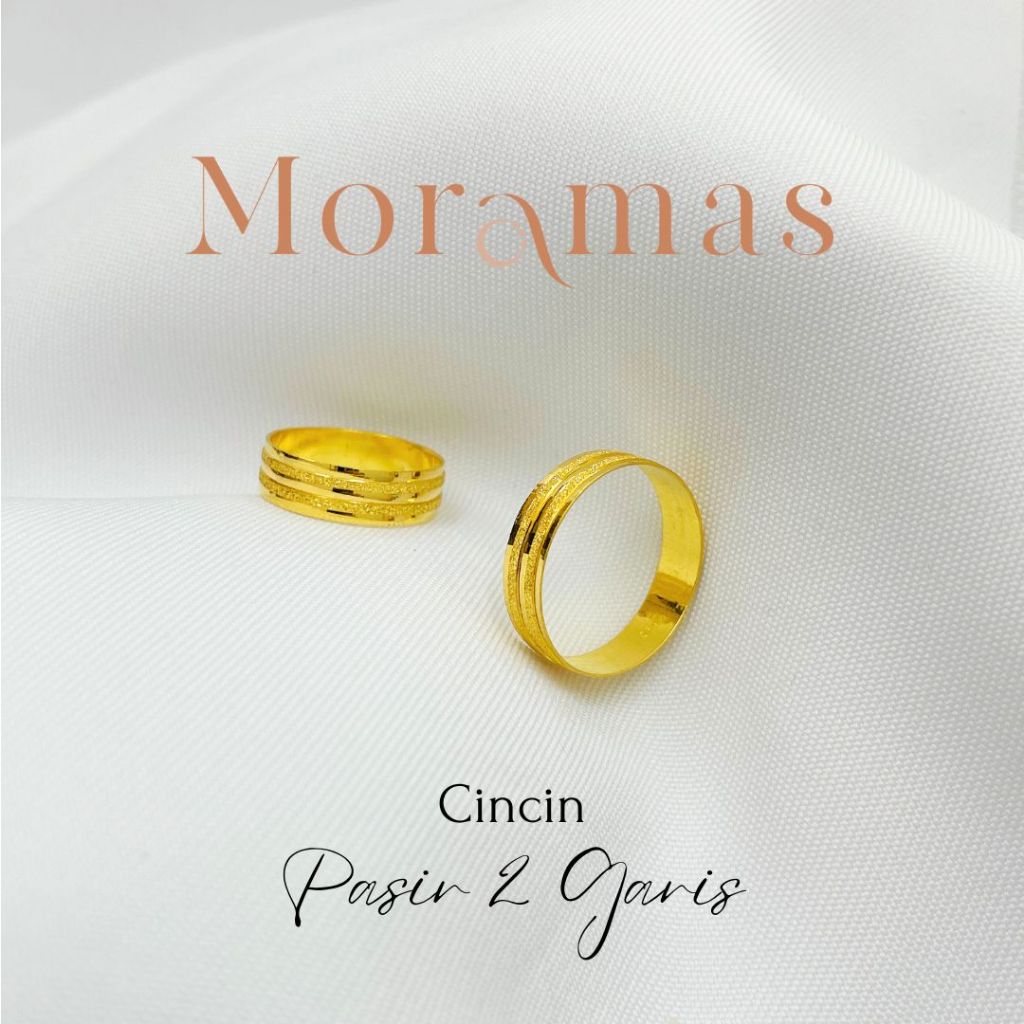 Moramas DOUBLE LINE BOND Ring 916 Gold/ Cincin Belah Rotan GARIS Emas ...