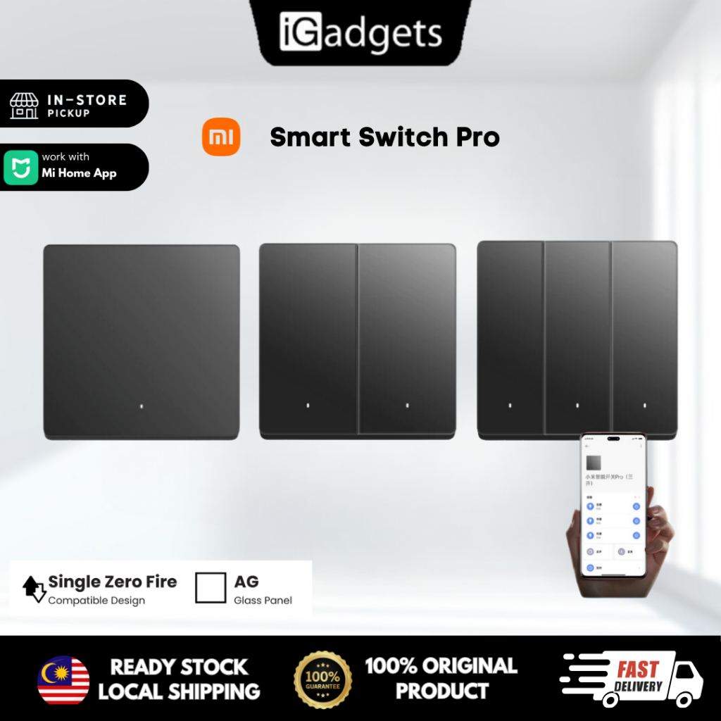 Xiaomi Pro Smart Switch 1/2/3 Gang BLE Neutral / No Neutral | Shopee ...