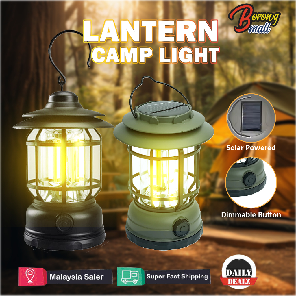 Vintage Camping Lights Tent Camp Outdoor Solar Rechargeable Lighting ...