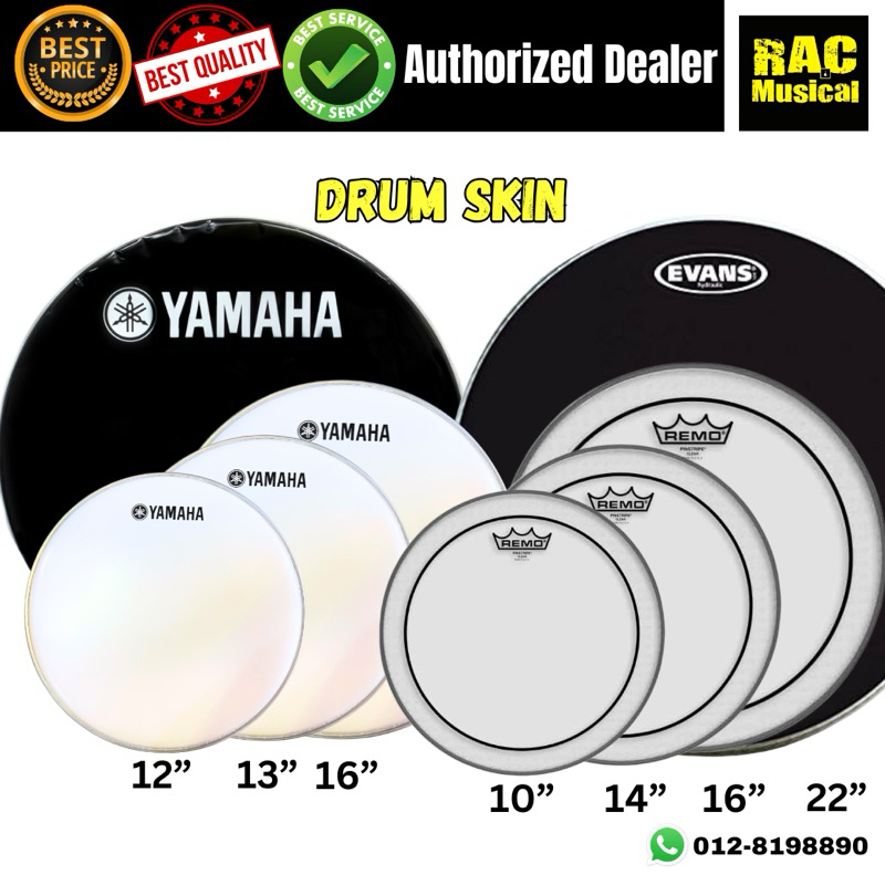[READY STOCK] Drum Skin 10” 12” 13” 14” 16” 22” inch transparent white ...