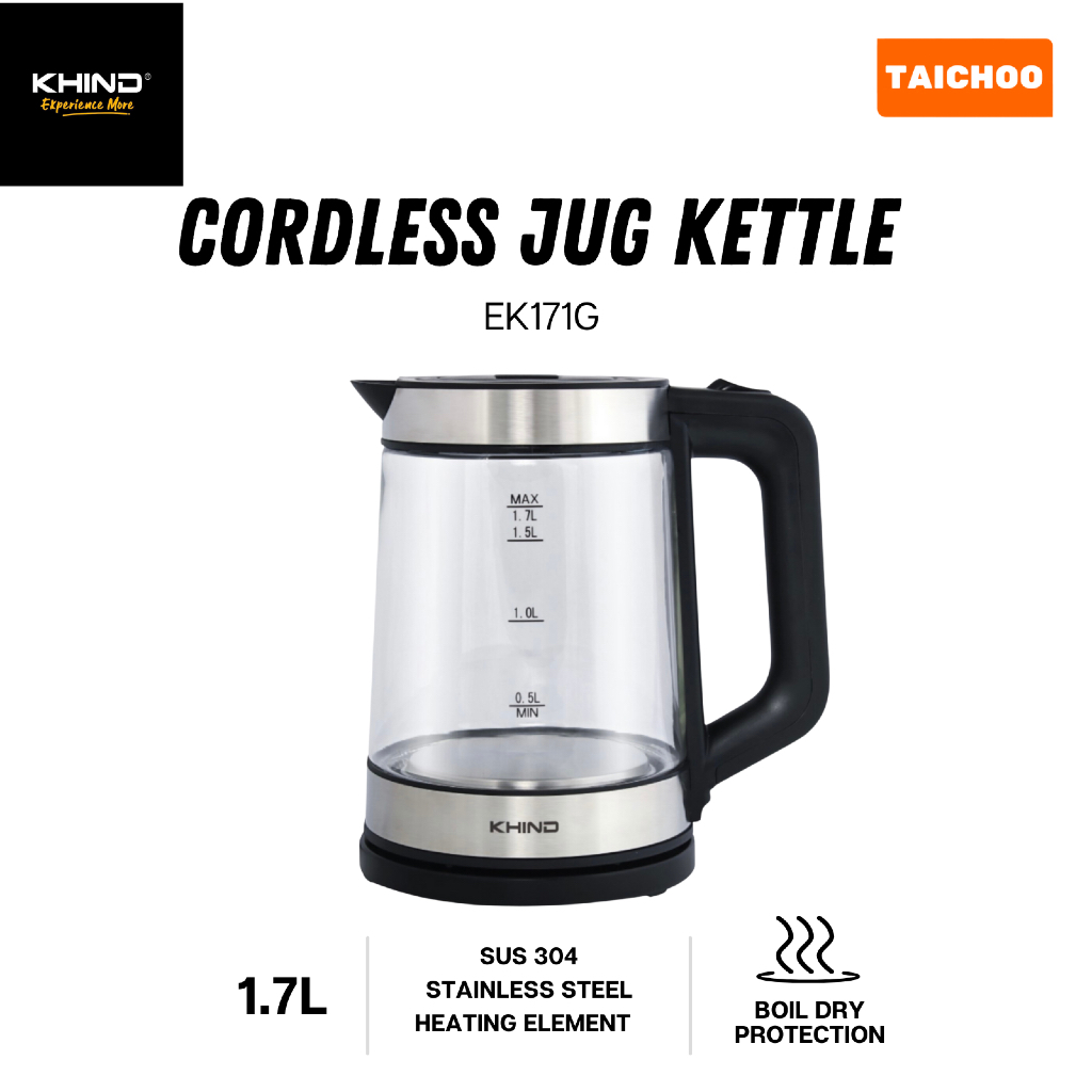 Khind Cordless Glass Jug Kettle EK171G | Shopee Malaysia