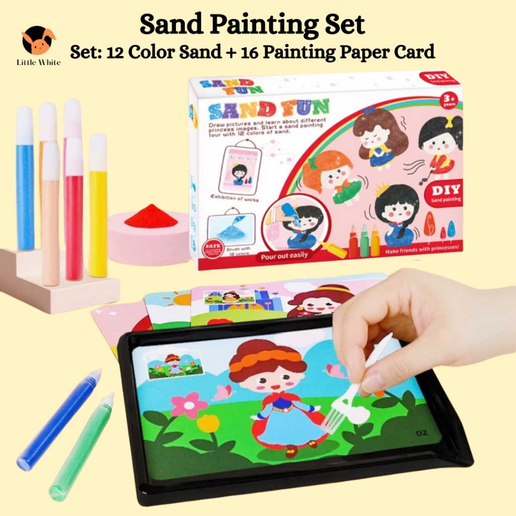 Little White Sand Art Painting Early Learning Kids crafts Seni Pasir ...