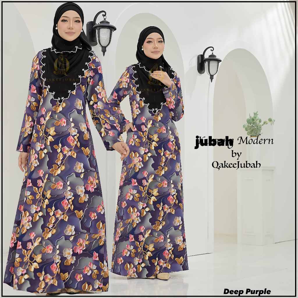 dress blouse abaya jubah muslimah dahlia ironless moden hitam corak ...