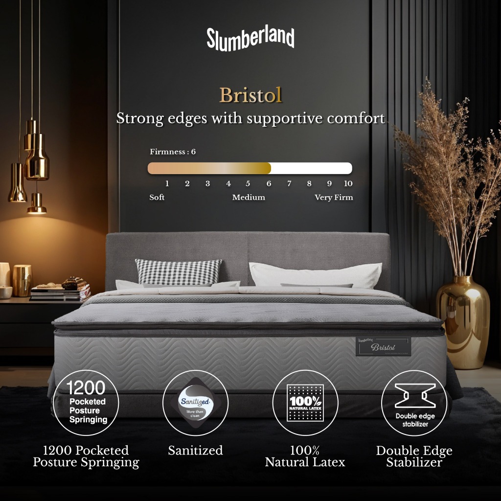 Slumberland Bristol Mattress | 15 Years Warranty | 1200 Pocketed ...