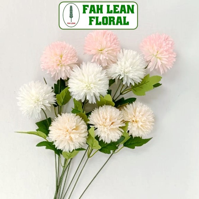 Artificial Ball Mum Flower x3 Head ( 68cm ) / Bunga Hiasan Bola Hand ...