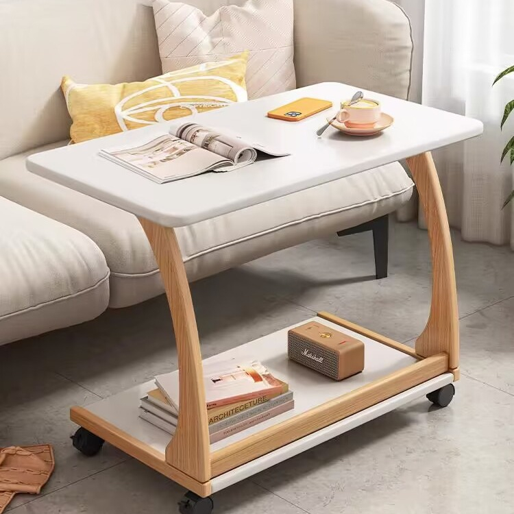 Sofa Side Table Movable Small Table with Wheels Mini Coffee Table ...