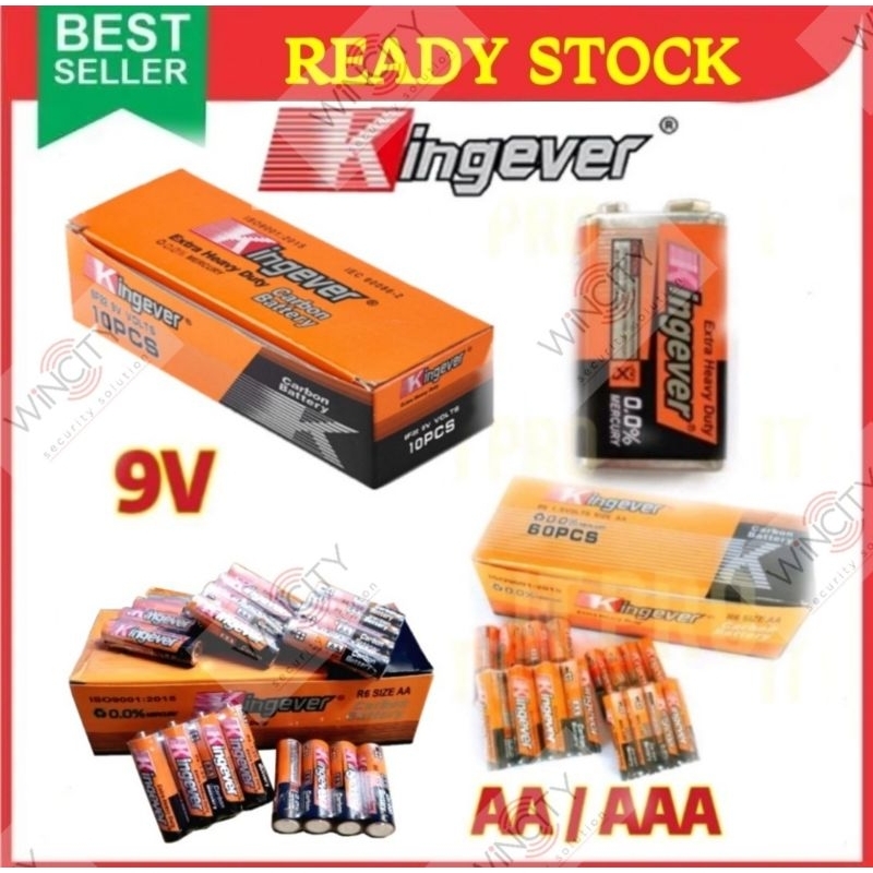 WSS (60pcs) Kingever AA /AAA /9V Battery Extra Heavy duty | Shopee Malaysia