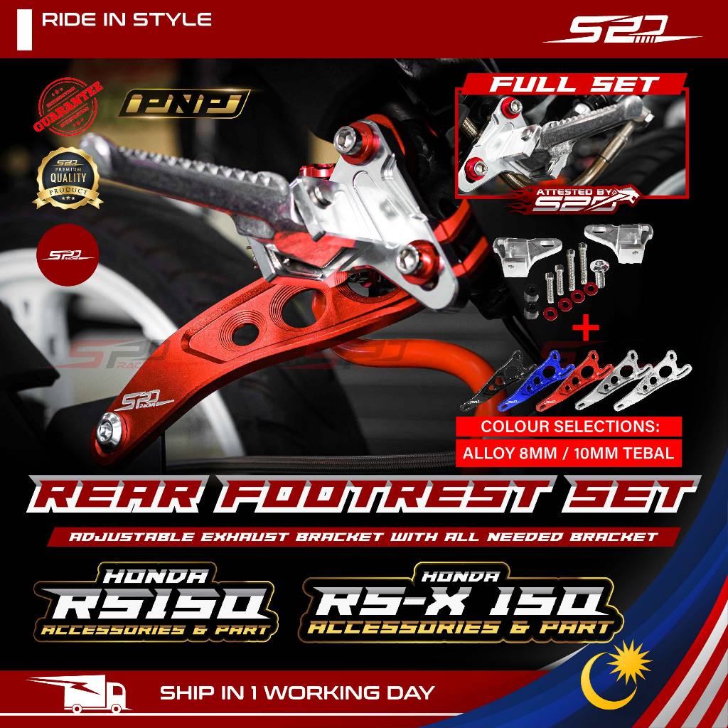 Rear Footrest Set SPD Racing RS150 RSX 150 V2 2025 WINNER X Alloy 10MM ...