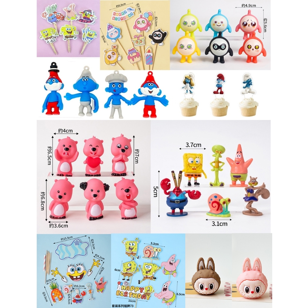 【READY STOCK】 - Labubu The Smurf Figurines Cake Topper Decoration loppy ...