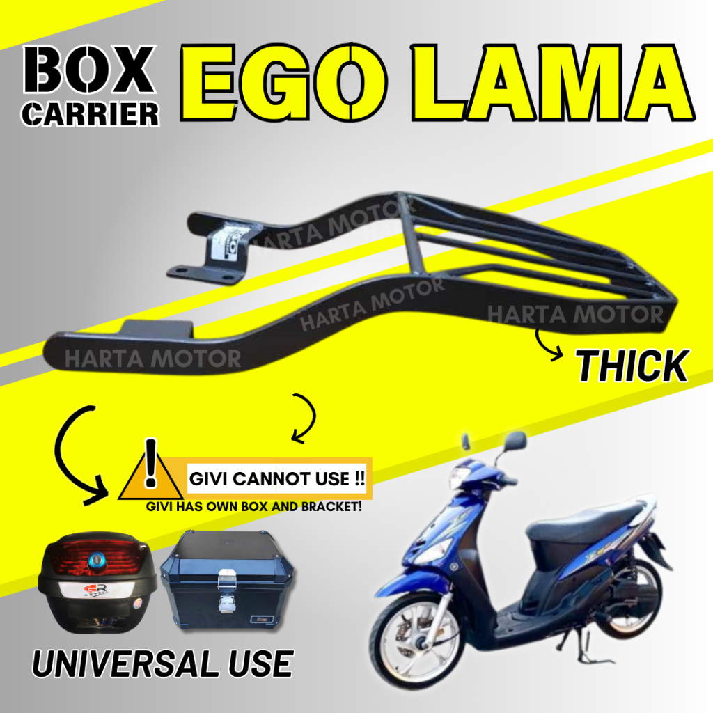 YAMAHA EGO FIRST MODEL REAR BOX MONORACK BOX CARRIER BRACKET KAKI HEAVY DUTY PVC KOTAK BESI ...