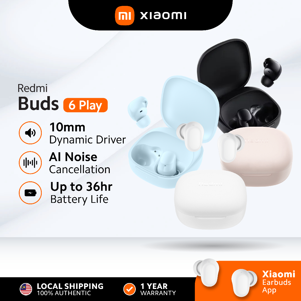 Redmi Buds 6 Play | Super Lightweight TWS Earbuds | Bluetooth 5.4 ...