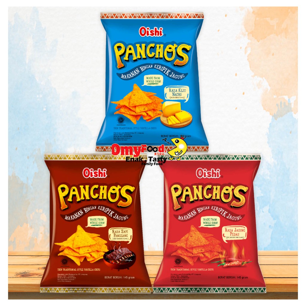 145g Oishi Panchos Style Tortilla Chips [Hot & Spicy / Beff BBQ / Nacho ...