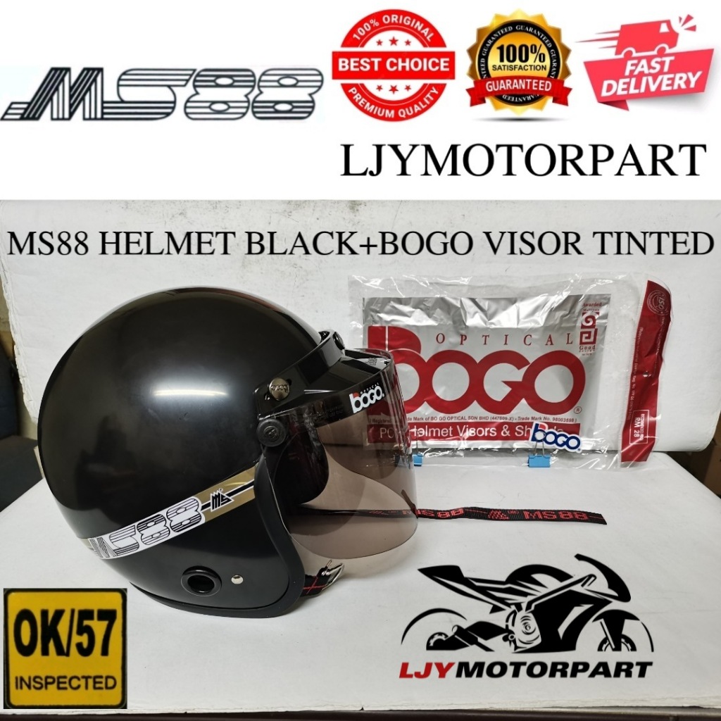 100% ORIGINAL MS88 HELMET TALI TULISAN MERAH 57CM+BOGO VISOR TINTED ...