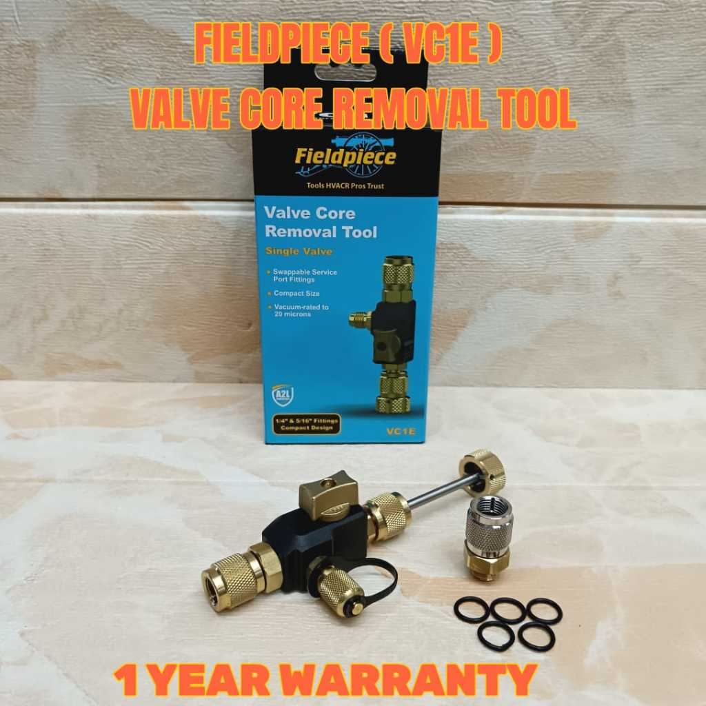FIELDPIECE VC1E (1/4" &5/16") alat pembuangan/pemasangan injap valve ...