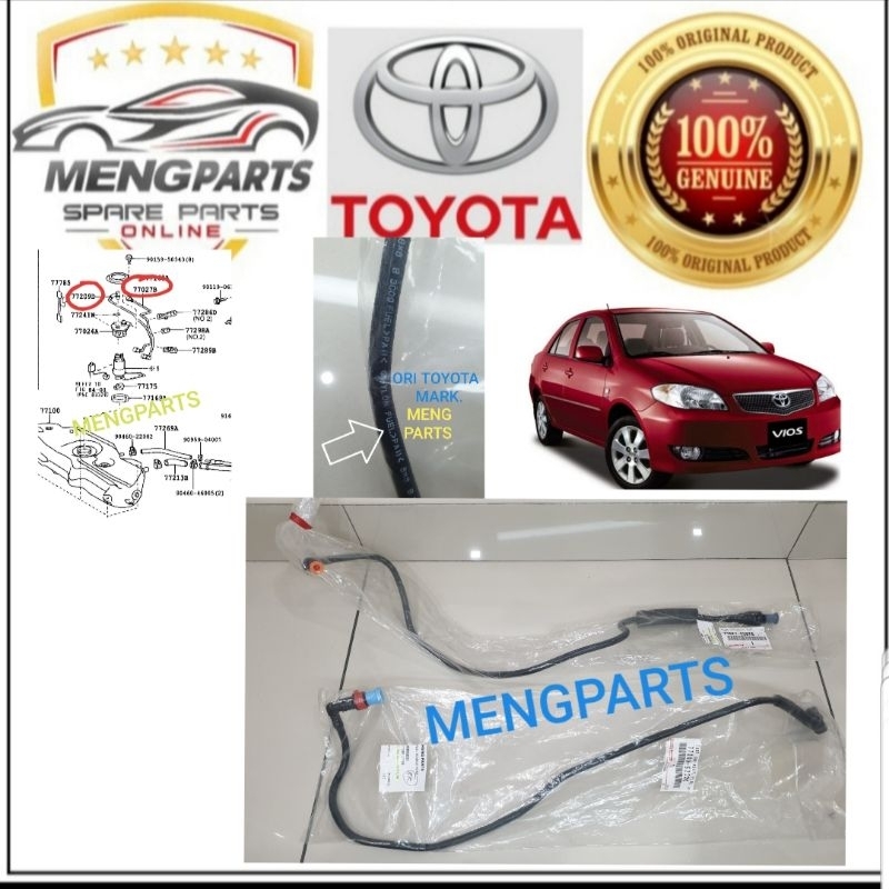 ORIGINAL TOYOTA VIOS NCP42 FUEL PUMP PIPE 77209-52020 77027-52070 ...