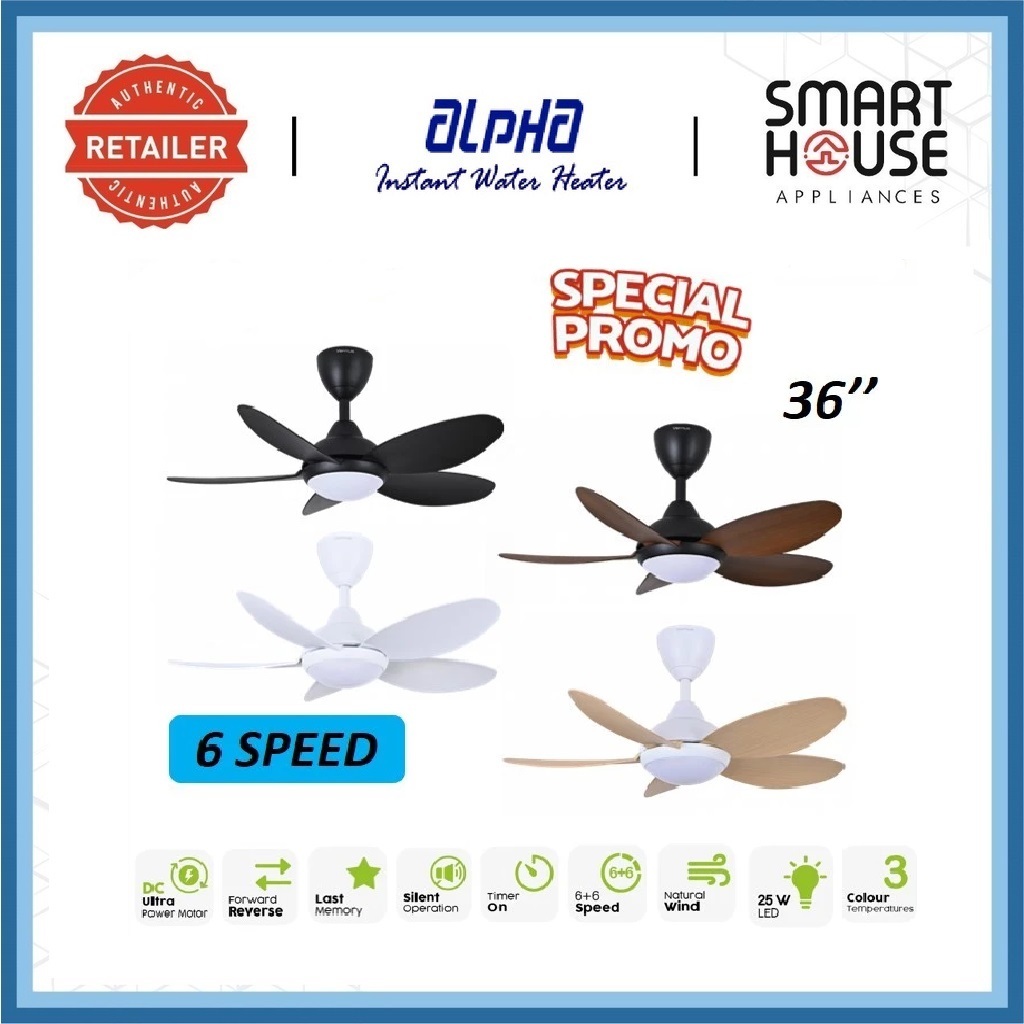 FREE SHIPPING !! ALPHA 36'' BABY CEILING FAN LUNA-5B/36 LED BLACK WHITE ...