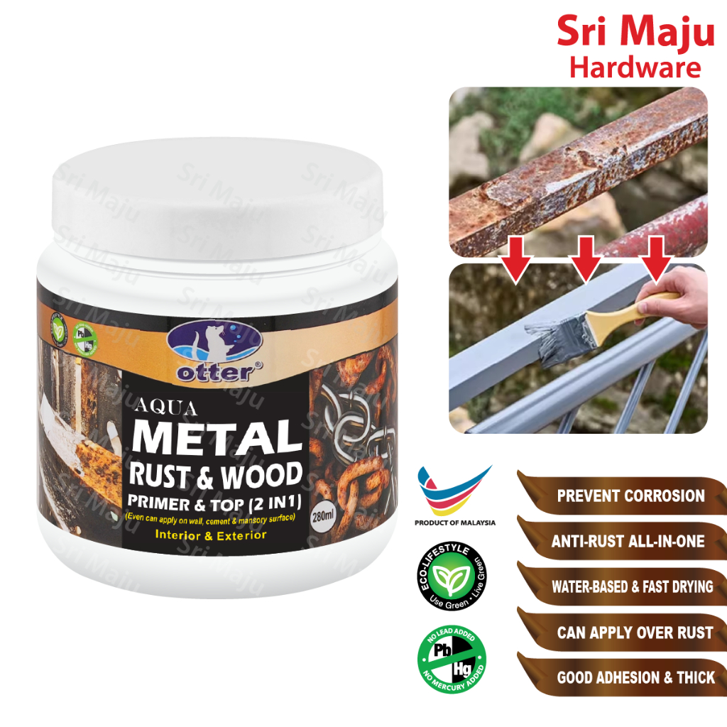 MAJU Otter Aqua Metal Rust Primer & Top Paint Anti Rust Water Resistant Outdoor Wall Cement ...