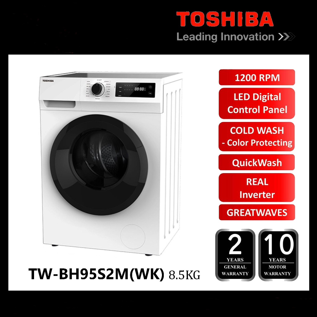 Toshiba Front load washing machine/ Mesin Basuh 8.5kg 5 star ⭐️ TW-BH95S2M(WK) | Shopee Malaysia