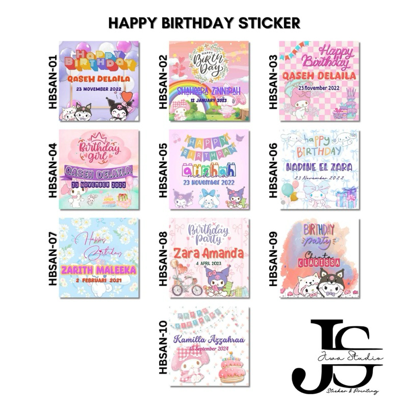 4cm - 7cm Sticker Happy Birthday | Sticker Hari Lahir | Sticker ...