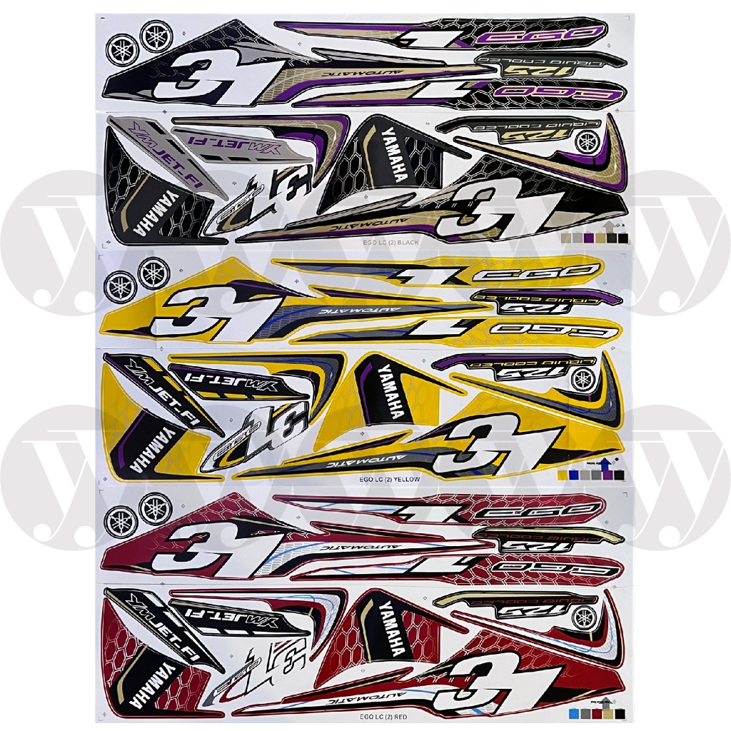 Yamaha ego lc (2) premium quality motor body cover sticker stripe 1set ...