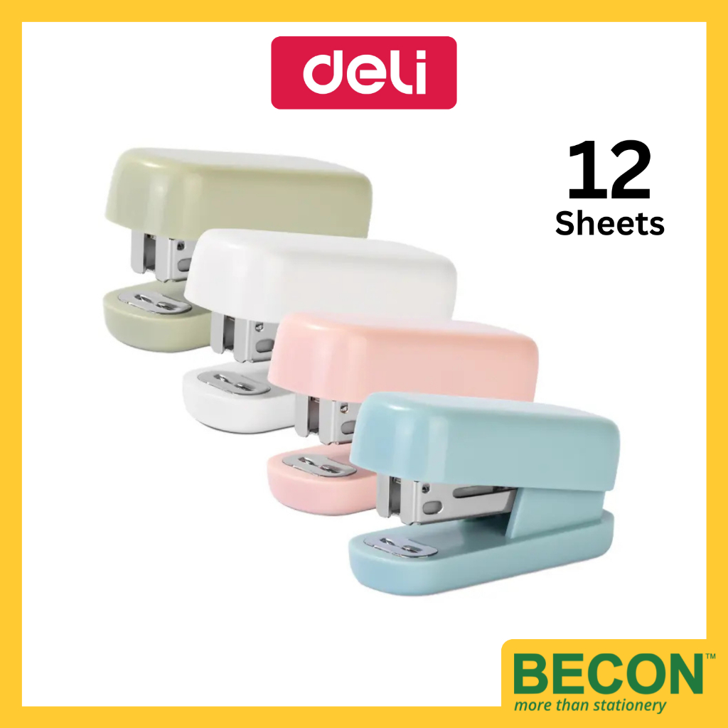 Deli Mini Stapler TA202 (26/6) | 12 Sheets | White, Pink, Green, Blue ...