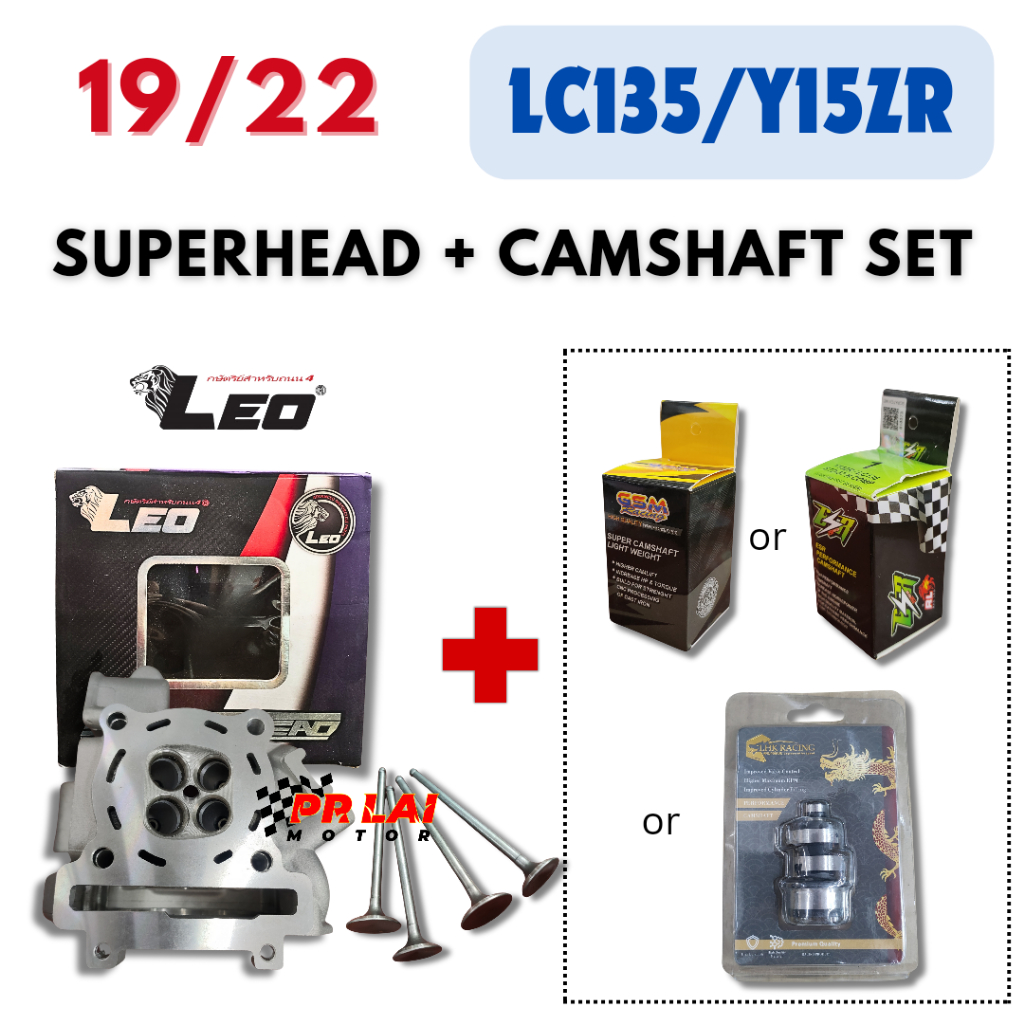LEO RACING SUPERHEAD + CAMSHAFT SET LC135/Y15ZR 19/22 mm ESR GSM LHK ...