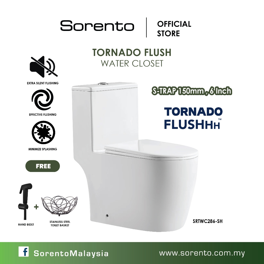 SORENTO 6 INCH SIZE Twister Flushing Mode wc Water closet jamban tandas ...