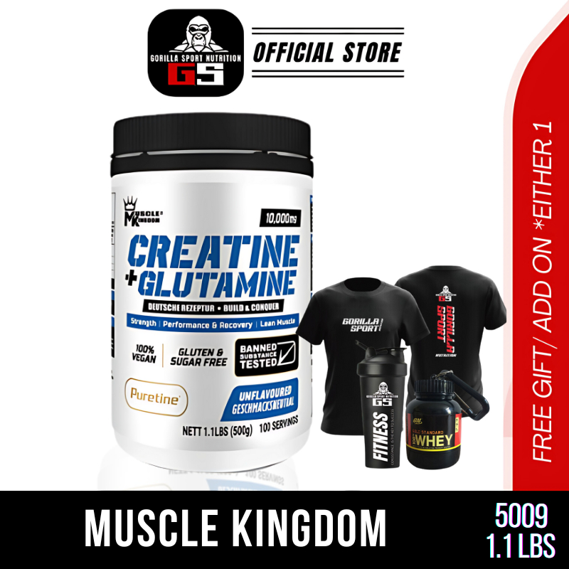 Muscle Kingdom Creatine+ Glutamine Creatine Monohydrate (100 Serving ...