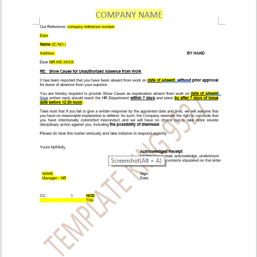 TK0001 SHOW CAUSE LETTER+LETTER TEMPLATE+WORDS EDITABLE | Shopee Malaysia