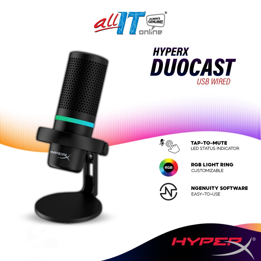 HyperX DuoCast USB Microphone with RGB Lighting | Tap-To-Mute Sensor ...
