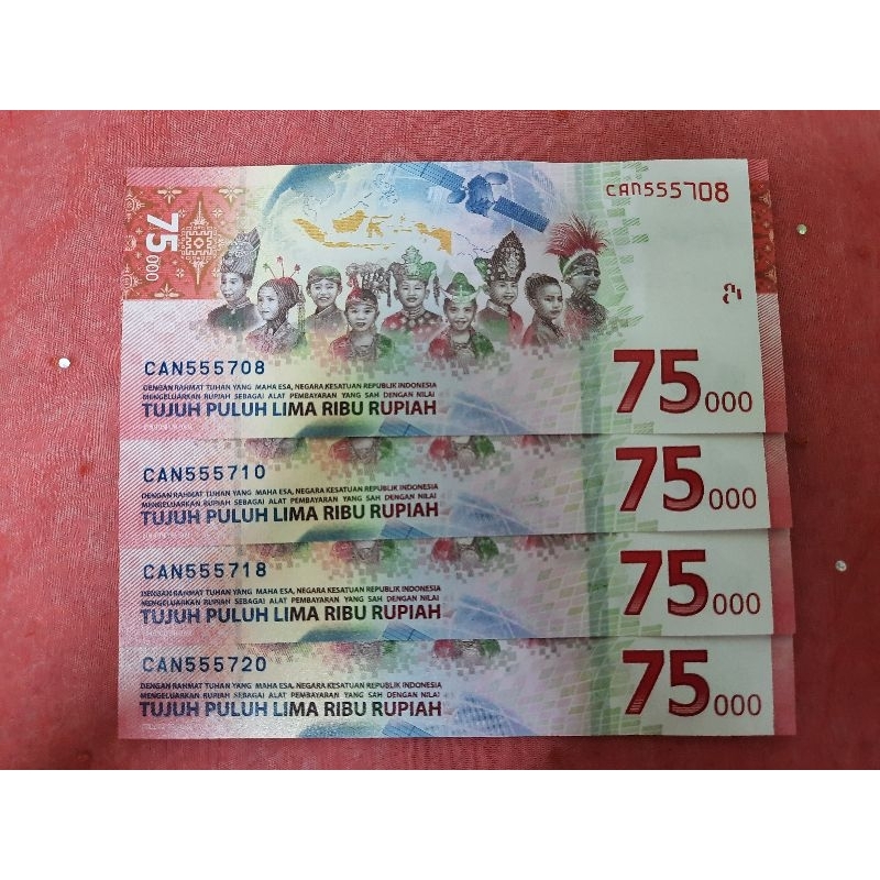 🔥印度尼西亚 2020 INDONESIA 75000 Rupiah 75th Anniversary Commemorative ...