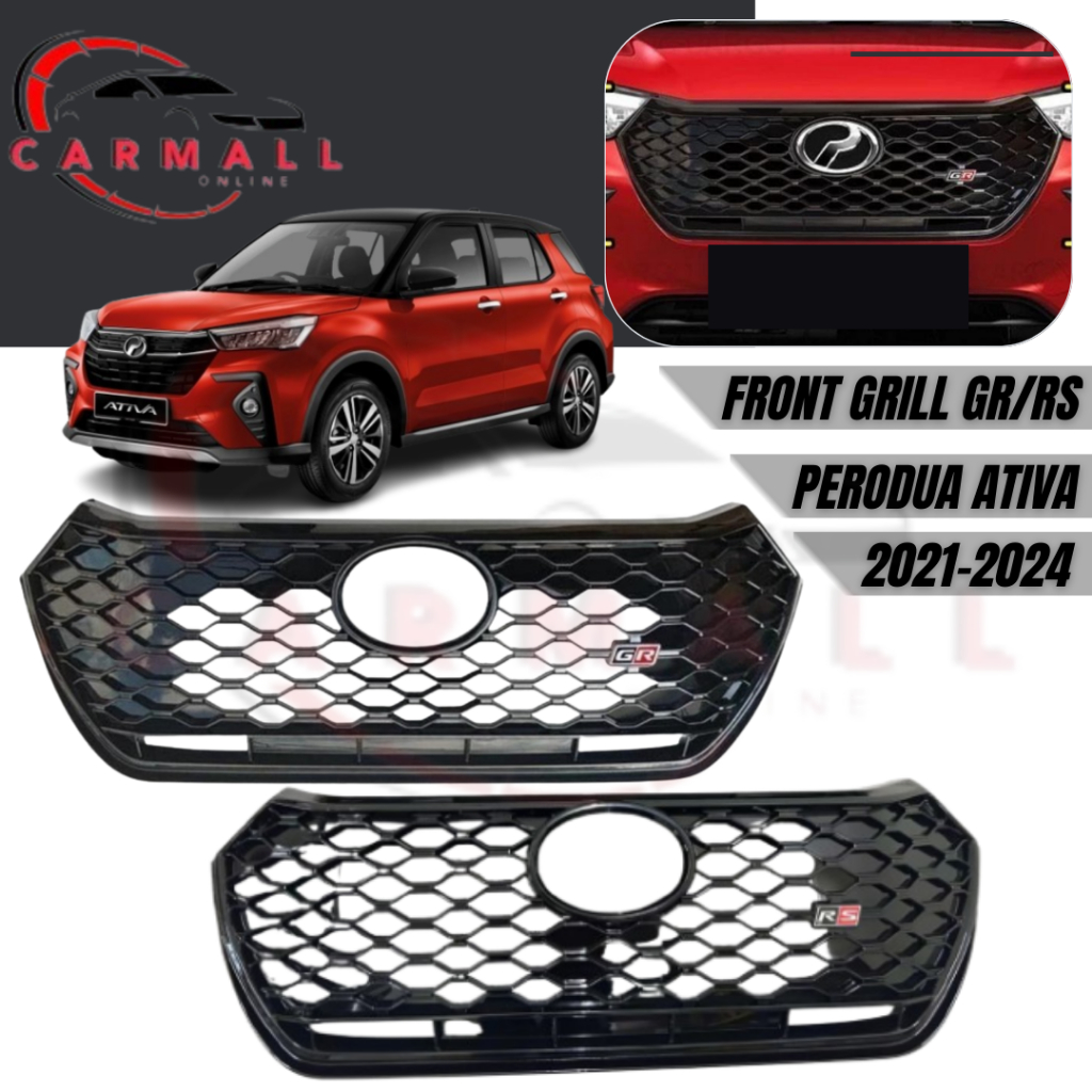 Perodua Ativa 2021-2025 Front Grill Glossy Black (Mini Cooper Style) RS ...