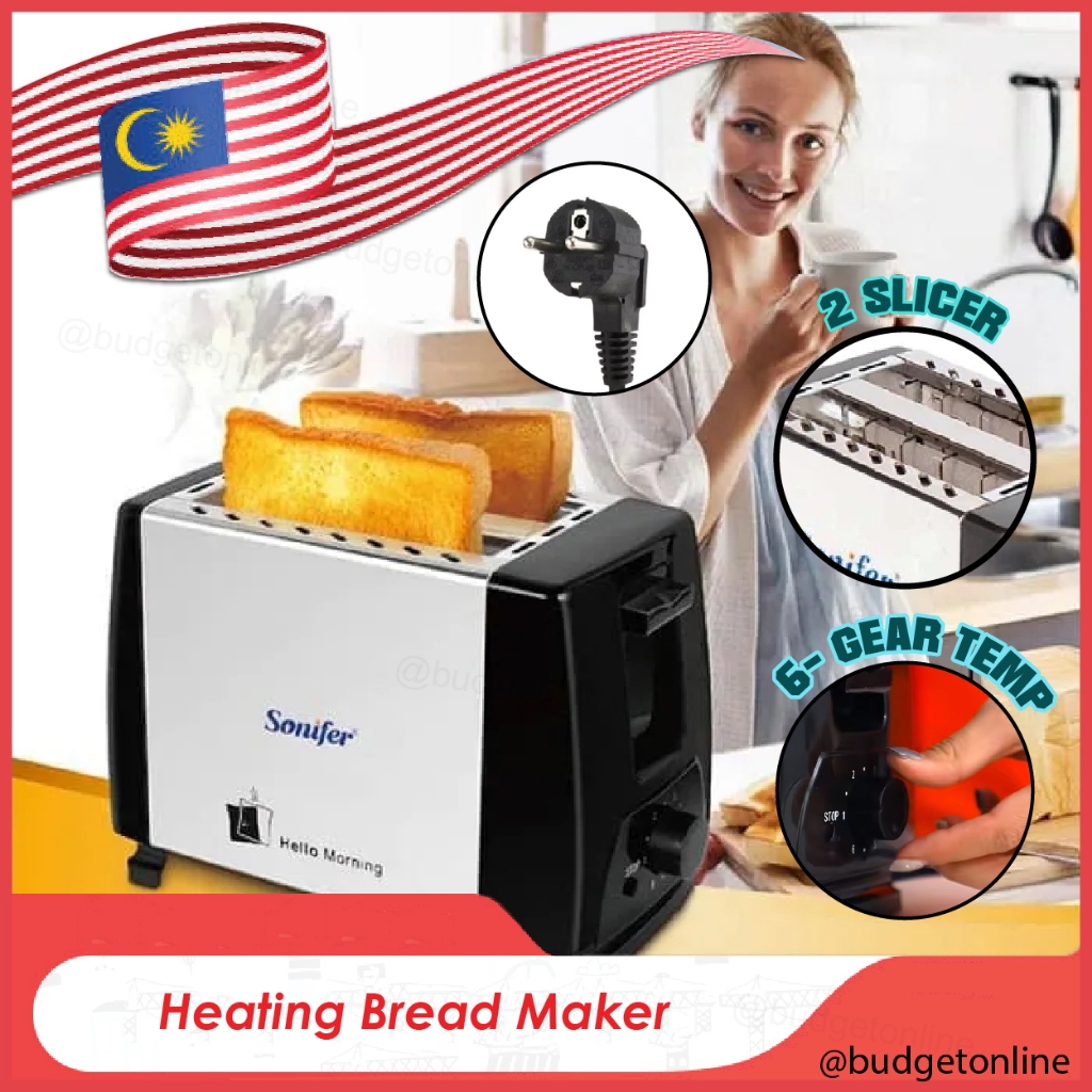 SONIFER SF-6007 Toaster Automatic Pop Up 2 Slices Fast Heating Bread ...