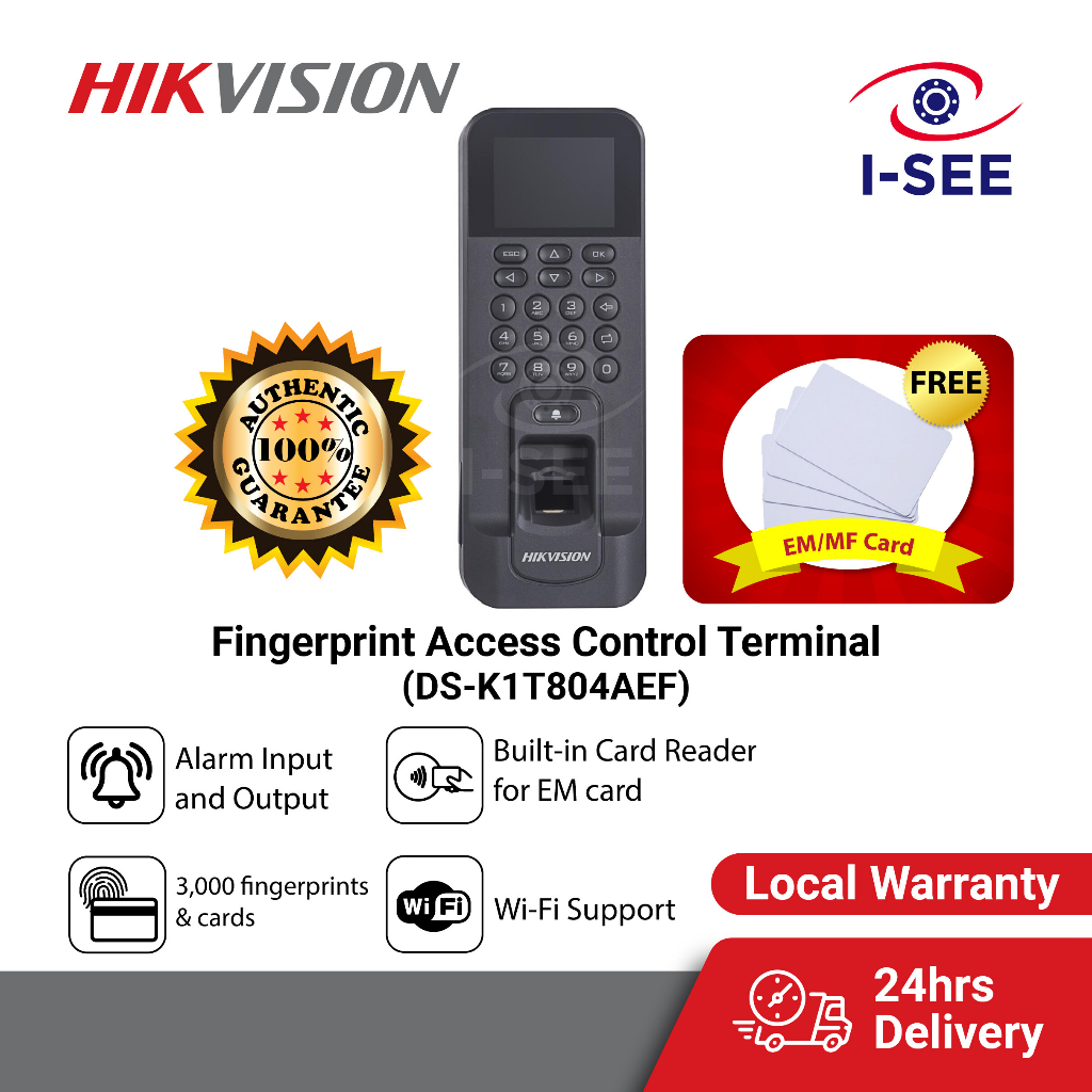 [FREE EM/MF Card] Hikvision DS-K1T804AEF/DS-K1T804AMF Fingerprint Door ...