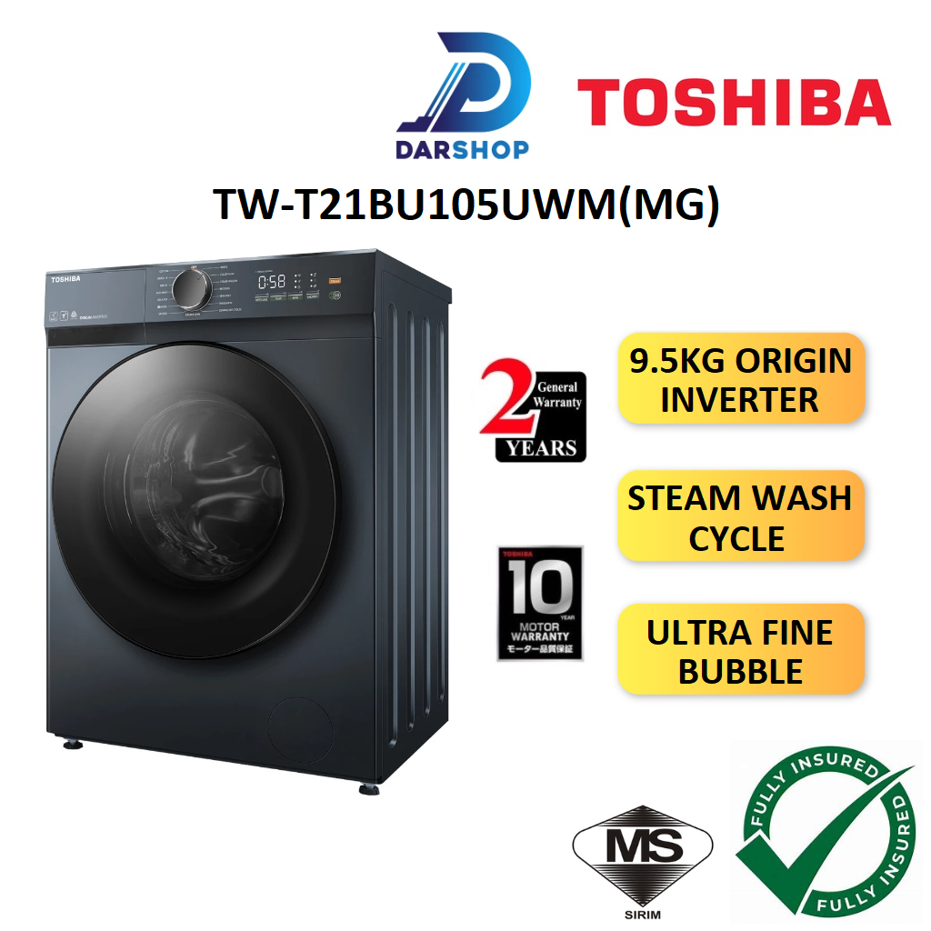 Toshiba Front Load Washing Machine Inverter 9.5KG With Steam Wash Mesin Basuh 洗衣机 洗衣機 TW ...