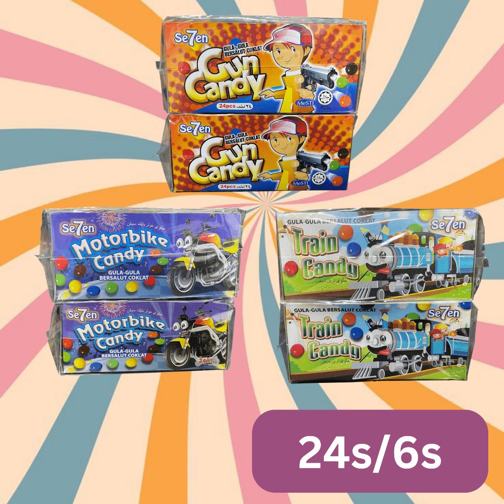 WM [Ready Stock] Se7en Gun/Motorbike/Train Chocolate Candy (24s/6s ...
