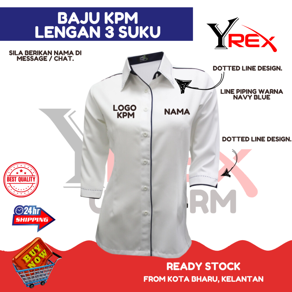 BAJU KORPORAT KPM lengan 3 suku (LOGO + NAMA)-SIAP SULAM SEGERA!!! | Shopee Malaysia