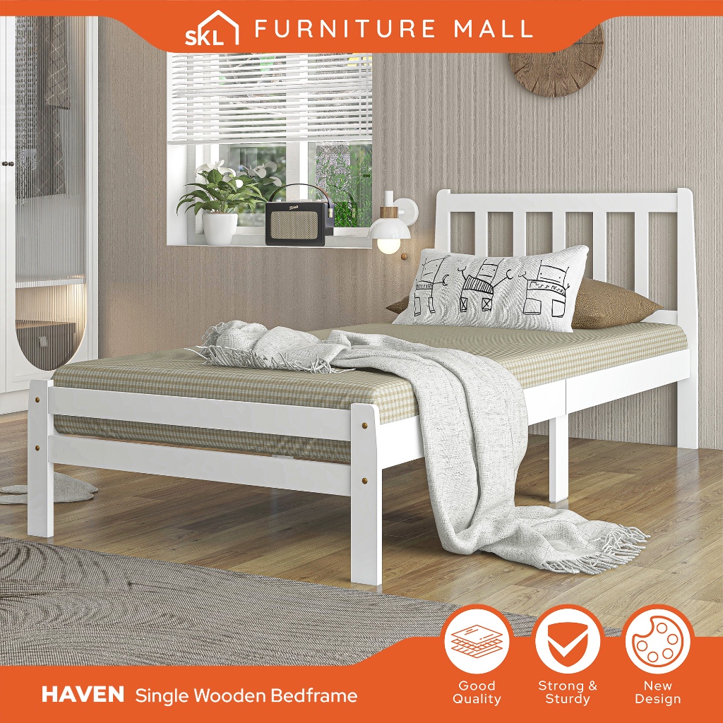 HAVEN Solid Wooded Single Bedframe /Katil Kayu Pullout Bed/Katil Budak ...
