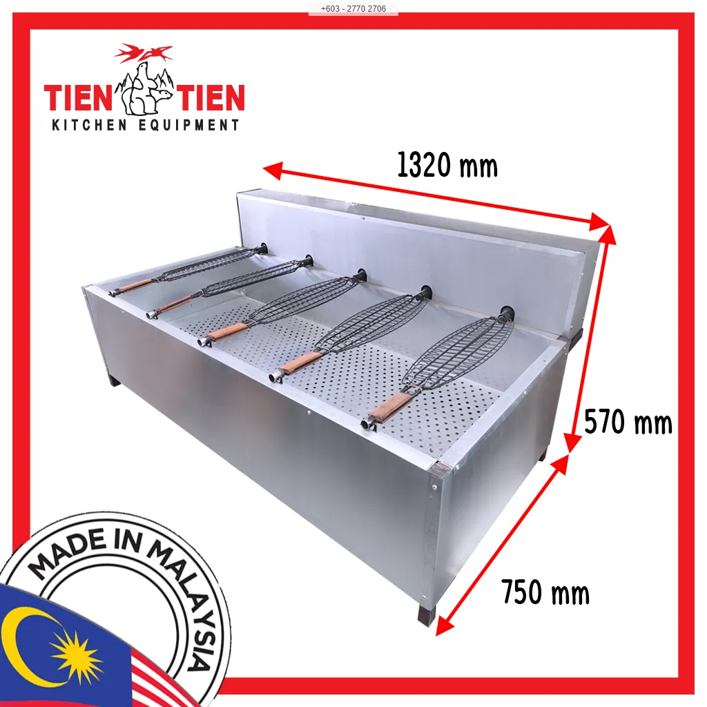 TIEN TIEN Table Top Stainless Steel Automatic Rotating Fish Griller ...