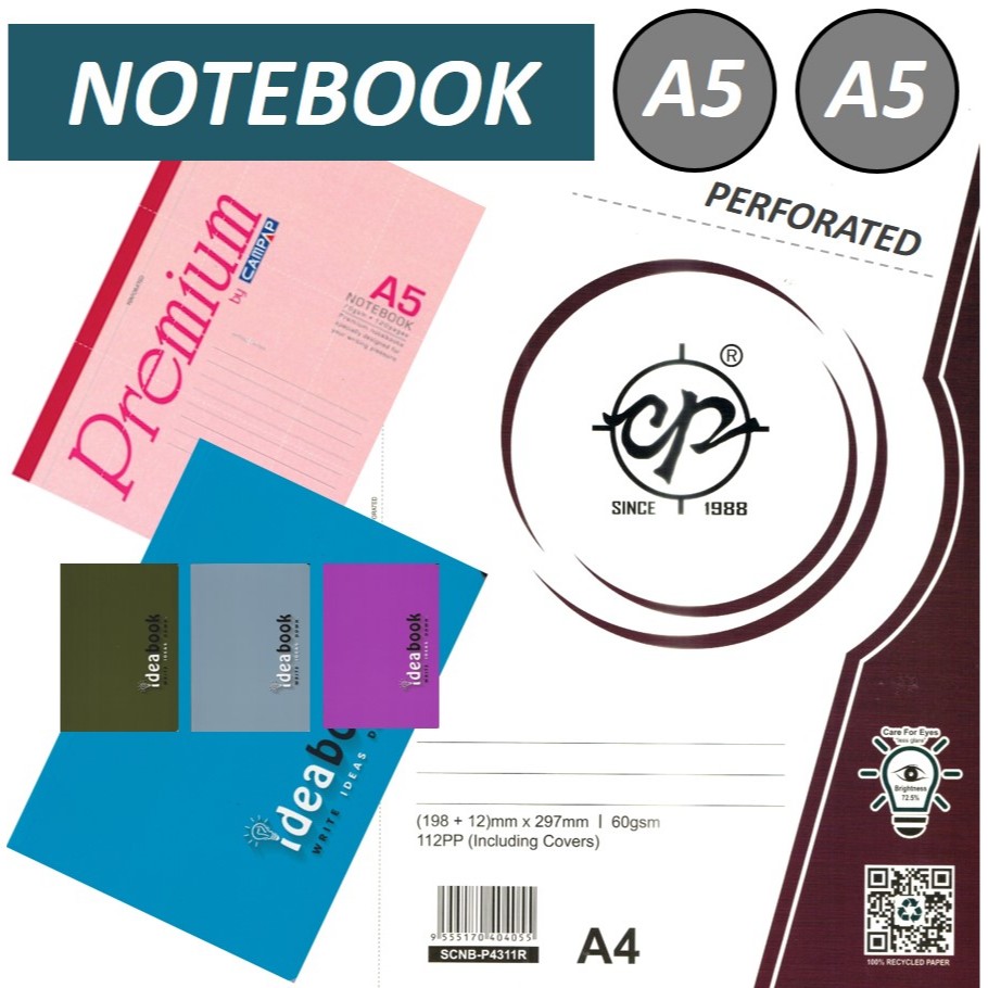 Campap Notebook Premium A4 A5 Perforated 120 pages / Dotdown A5 80g 140 pages | Shopee Malaysia