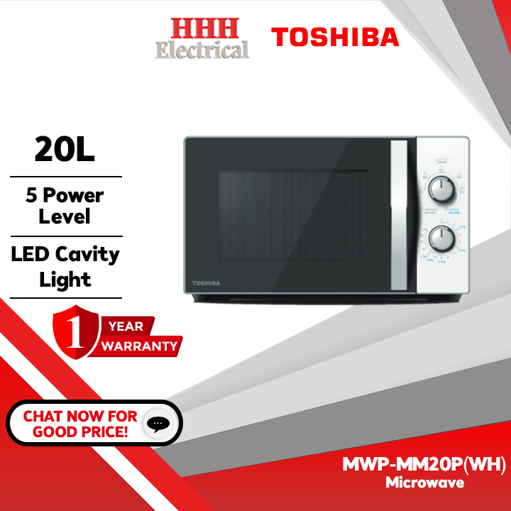 Toshiba 20L Microwave Oven MWP-MM20P(WH) Ketuhar with Solo Function 5 Power Levels LED Cavity ...
