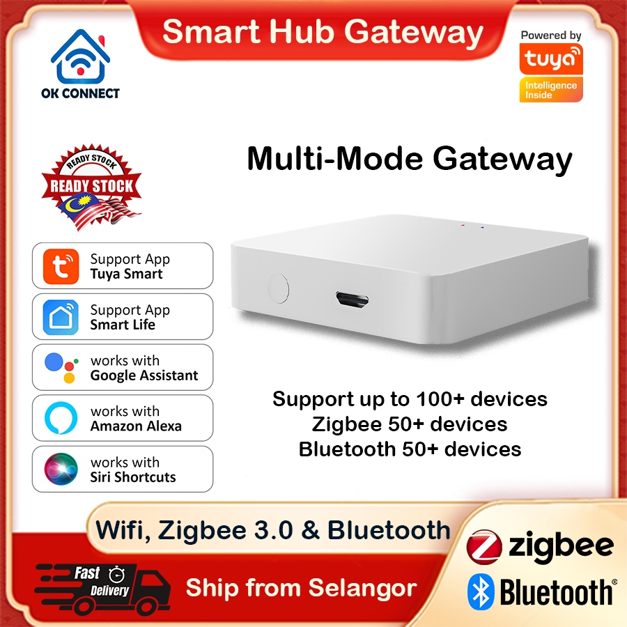 Tuya Smart Home Multi-Mode Gateway ZigBee Bluetooth Mesh Wireless Bridge Hub App Control For ...