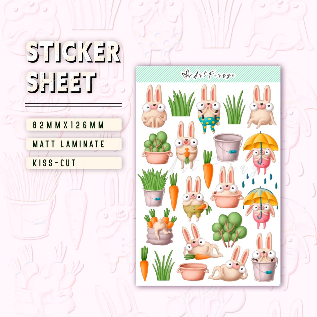CUTE RABBIT STICKER SHEET | PLANNER & SCRAPBOOKING & JOURNALING STICKER ...