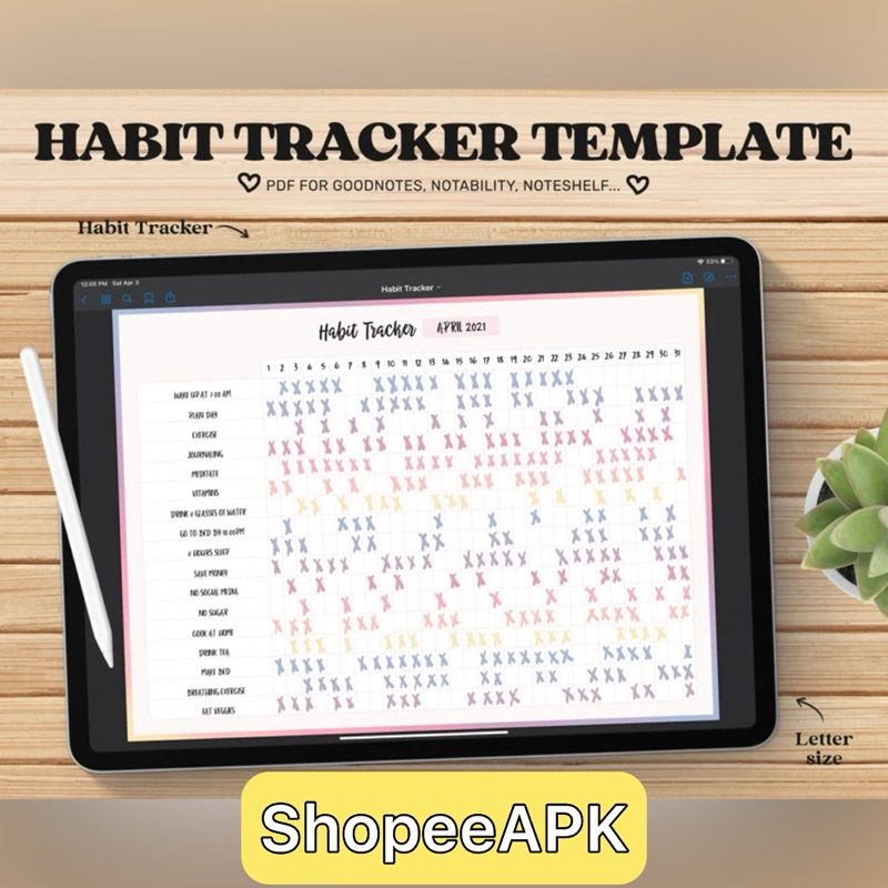 Goodnotes Template Habit Tracker | Cute Digital Journal PDF | Daily ...