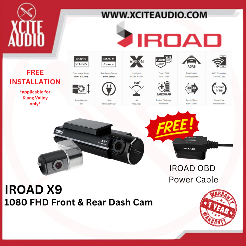 Iroad X9 32GB Front & Rear View 30FPS Full HD SONY Starvis Car Camera ...