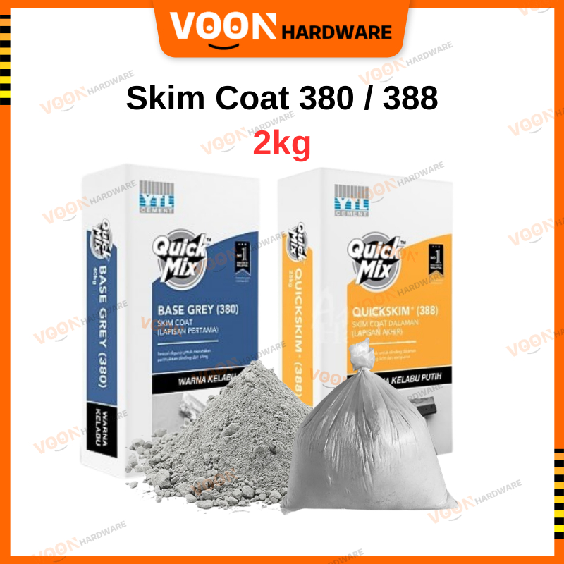 VOON 2kg Skim Coat 380 / 388 Quick Mix Plaster Coarse Fine Internal External Wall Base Simen ...