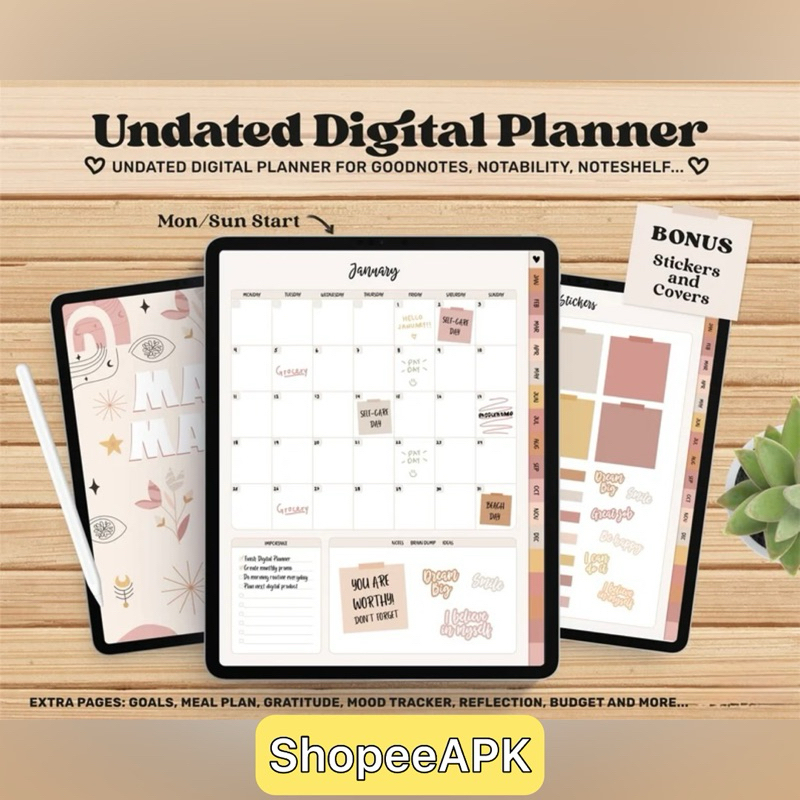 iPad Planner Digital | Pink Undated Goodnotes Planner | Digital Journal ...