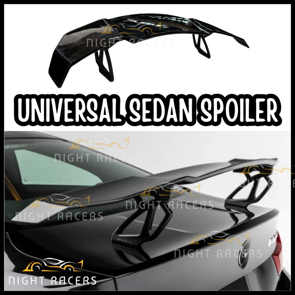 UNIVERSAL SPOILER GT WING GLOSS BLACK SEDAN COUPE SPOILER REAR WING ...