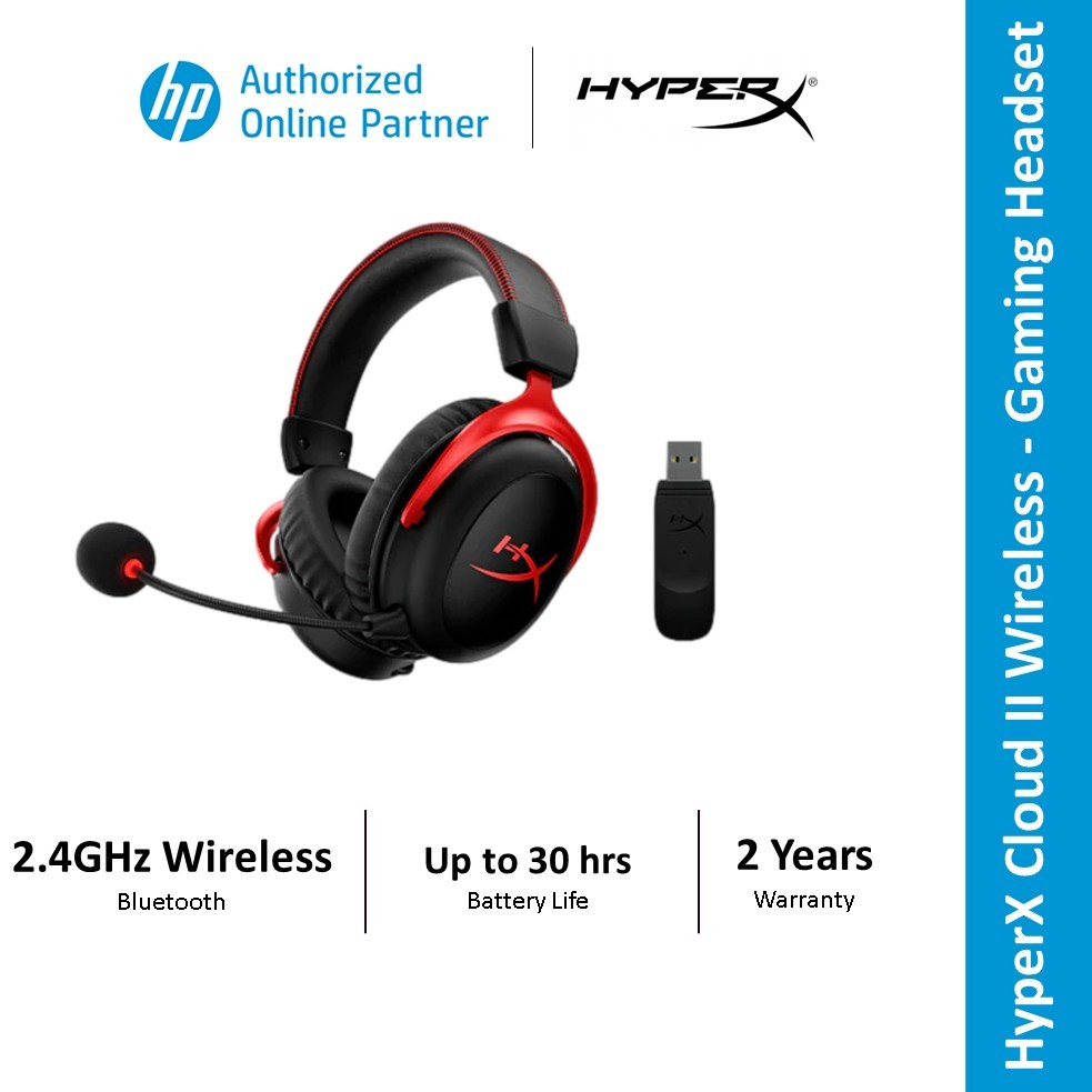 HyperX Cloud II Wireless - Gaming Headset/2.4GHz/X Spatial Audio/ PC, PS5™, PS4™ compatible ...