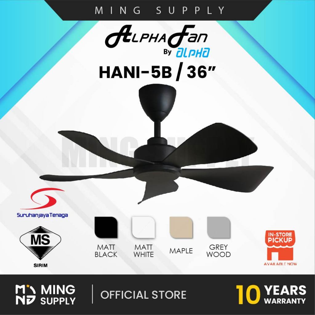(Sirim) ALPHA FAN HANI Ceiling Fan 36" Remote Control 8+8 Speed 5 ABS ...